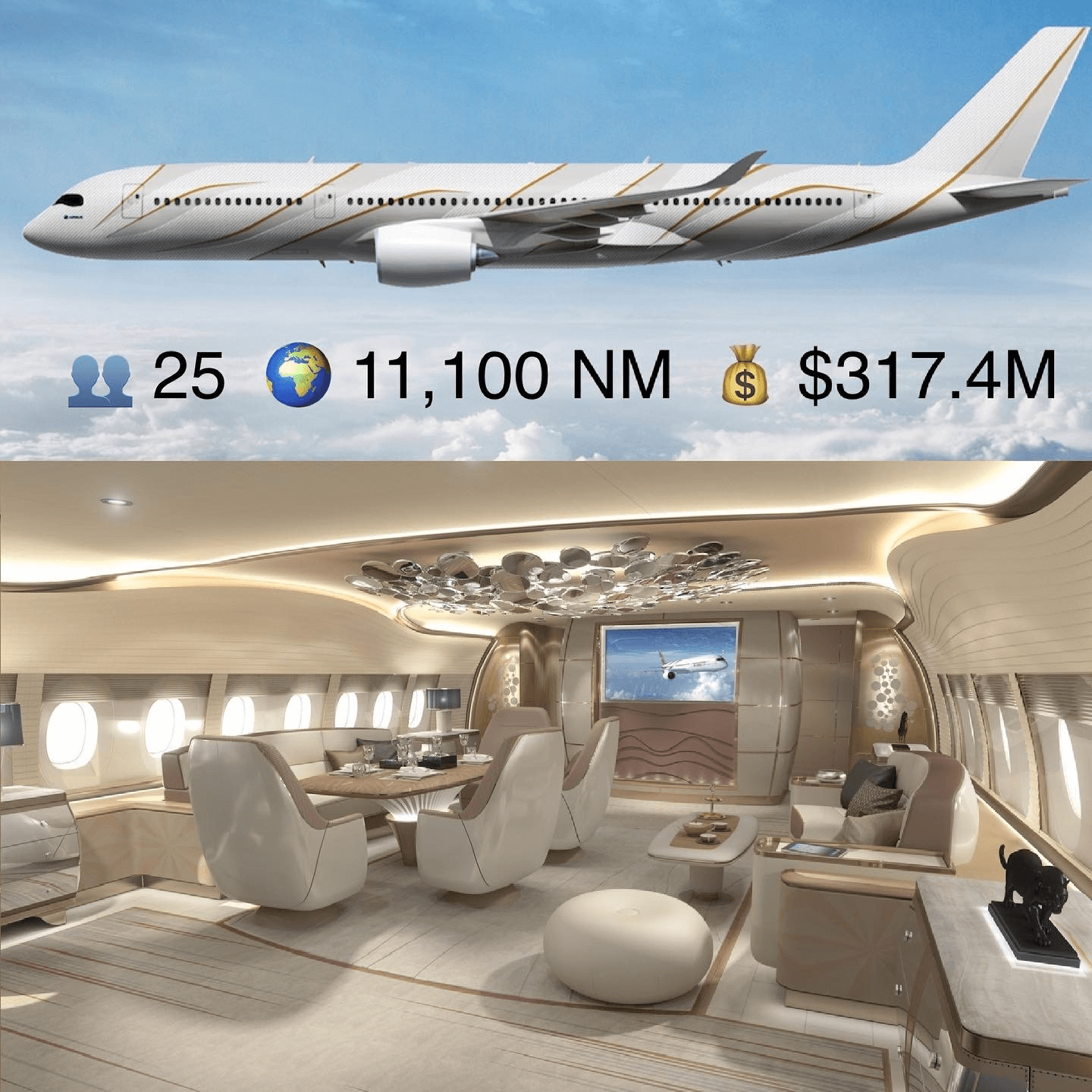 Inside the $350 million Airbus ACJ350 private jet - that can fly to any ...